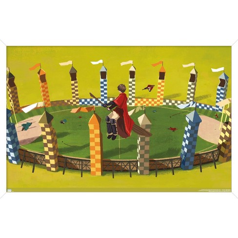 Trends International The Wizarding World: Harry Potter - Harry Quidditch Framed Wall Poster ...