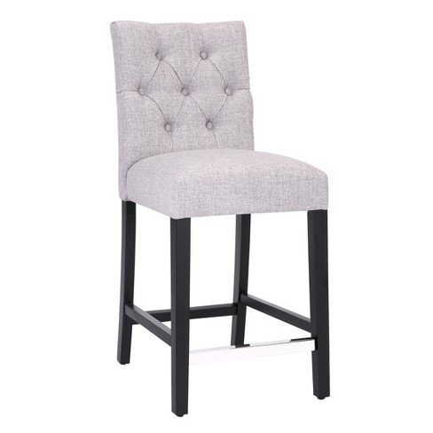 Westintrends 24" Linen Fabric Tufted Counter Stool, Light Gray : Target