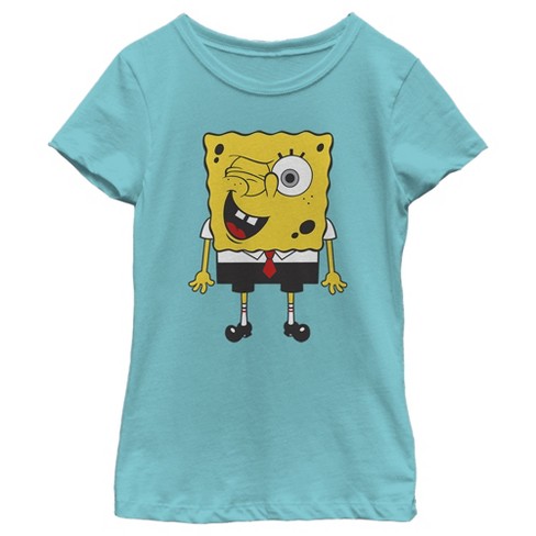 Girl's Spongebob Squarepants Wink Attitude T-shirt - Tahiti Blue ...
