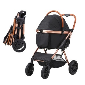 4-Wheel Pet Stroller with Brakes, 66 lbs Weight Capacity, Detachable ...