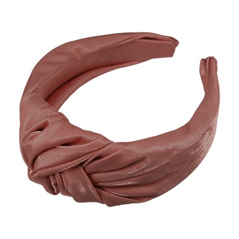 Unique Bargains Women's Shiny Knotted Wide Headband 1 Pc Brick Red : Target
