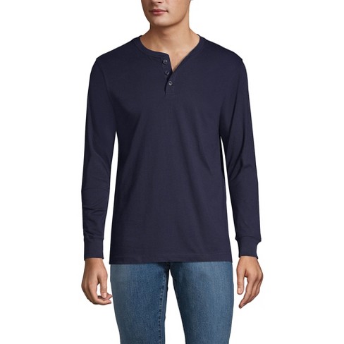 Lands' End Men's Tall Super-t Long Sleeve Henley Shirt - Medium Tall - Radiant Navy : Target