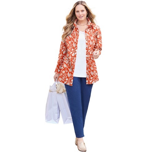 Catherines Women's Plus Size Liz&me Buttonfront Shirt - 1x, Electric ...