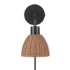 Briar 1-light Matte Black Plug-in Or Hardwire Wall Sconce With Rattan ...