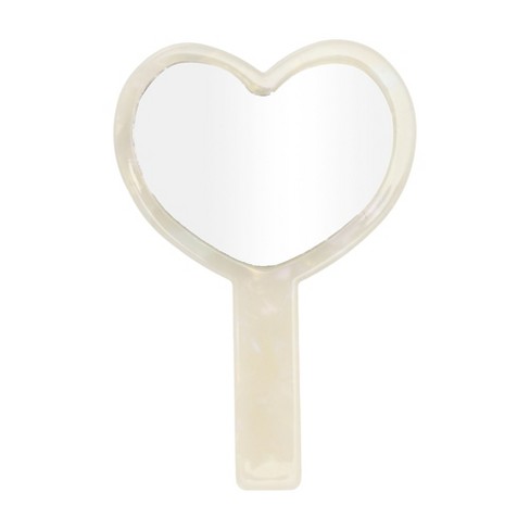Unique Bargains Heart Shaped Handheld Mirrors 1 Pc White : Target