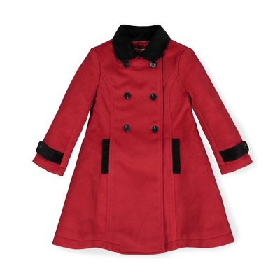 Hope & Henry Girls' Long Dress Coat With Velvet Trim (red With Black ...
