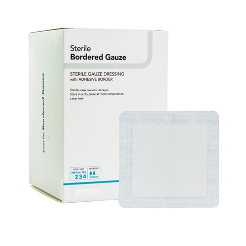 Dermarite Bordered Gauze Dressing, Adhesive Border, 2 In X 2 In, 1 ...