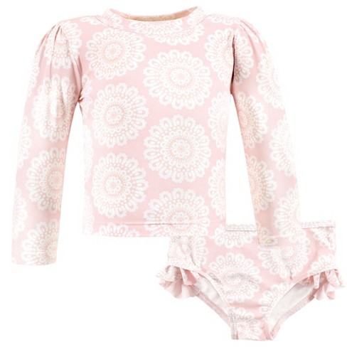 Hudson Baby Girls Swim Rashguard Set, Pink Doily, 12-18 Months : Target