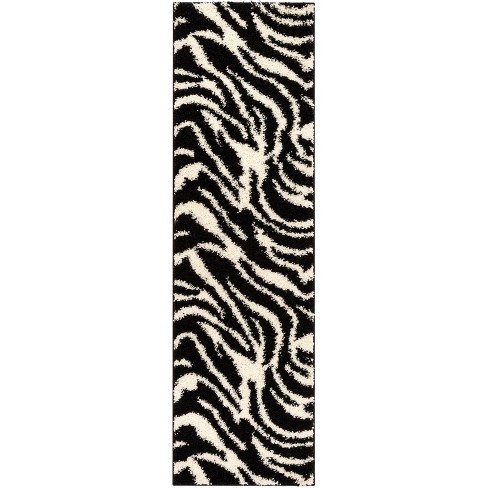 Modern Animal Print Area Rug Shag Zebra Plush Easy Care Thick Soft ...