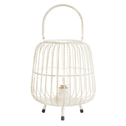 12" X 10" Modern Metal Caged Candle Holder With Led Light Bulb Center ...