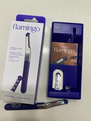 Flamingo Dermaplane Razor - Reusable Facial Razor - 1 Razor Handle - 2 ...