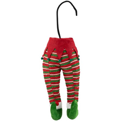 Northlight 19" Red And Green Striped Elf Legs Christmas Decoration : Target