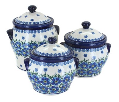 Blue Rose Polish Pottery Hummingbird Canister Set : Target