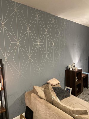 Harmony Deep Sky Blue And Silver Geometric Paste The Wall Wallpaper ...