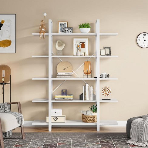Hommoo 5-tier Industrial Bookshelf White : Target