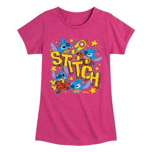 Lilo And Stitch Stitch Space Stickers Fitted Short Sleeve Graphic T ...