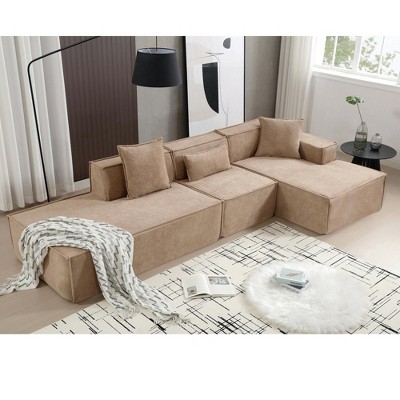 129.5"W Modular Sectional Sofa Couch, L-shaped Minimalist Free ...