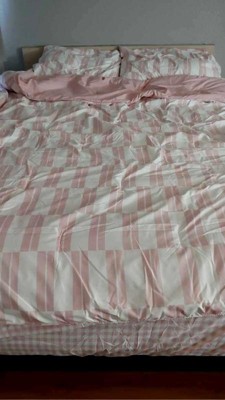 Dash Stripe Printed Microfiber Reversible Comforter & Sheets Set Ivory ...