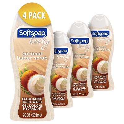 Softsoap Body Wash Coconut Butter Scrub - 20 Fl Oz/4ct : Target