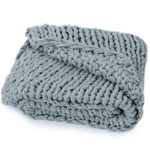 Cheer Collection Chunky Cable Knit Throw Blanket - 50" X 60" (gray ...