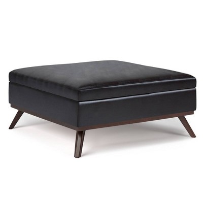 Wyndenhall 36" Ethan Storage Ottoman Tanners Brown: Upholstered Leather ...