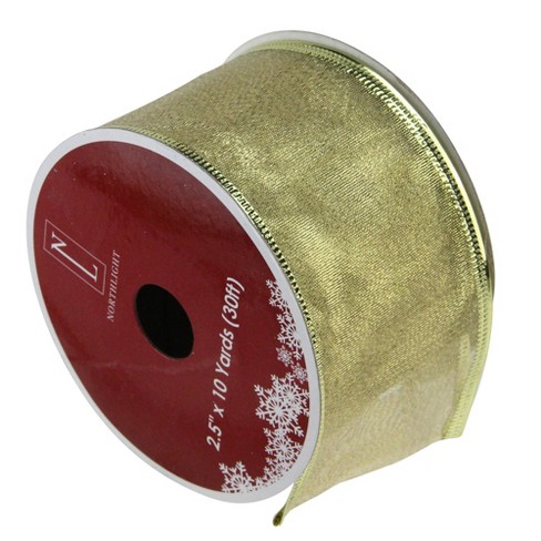 Northlight Club Pack Of 12 Gold Wired Christmas Craft Ribbon Spools 2.5 ...