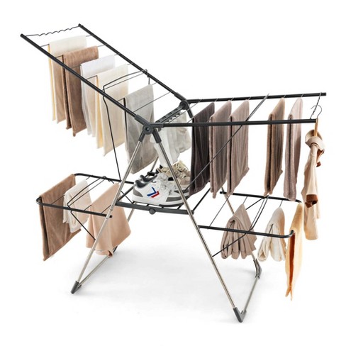 Costway 2-tier Clothes Drying Rack With 33 Drying Rails Height ...