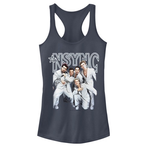 Juniors Womens Nsync Iconic White Suits Racerback Tank Top - Indigo ...