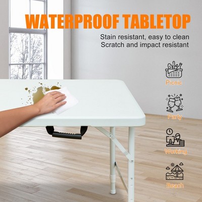 4 FT Portable Folding Table, Heavy Duty Fold in Half Utility Table with ...