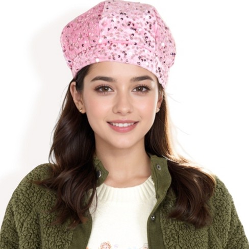 Anna-kaci Women's Sequin Velvet Beret With Sparkling Embellishments And ...