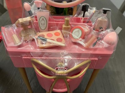 Our Generation Fabulous Fun Pink Vanity Table & Chair Dollhouse ...