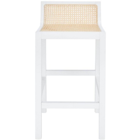 Saito Low Back Cane Counter Stool - White/natural - Safavieh : Target