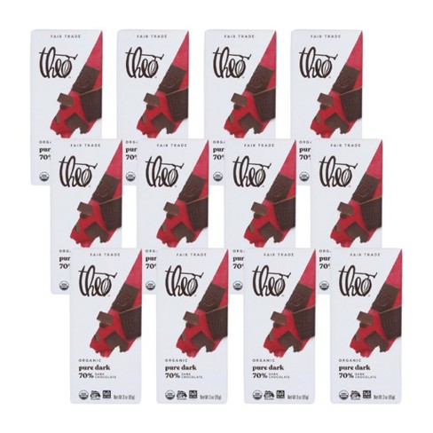 Theo Chocolate Organic Pure Dark 70% Dark Chocolate Bar - Case Of 12/3 ...