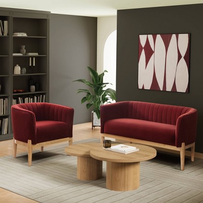 Lifestyle Solutions Fenton Loveseat Cinnamon Velvet: Plush Upholstered ...