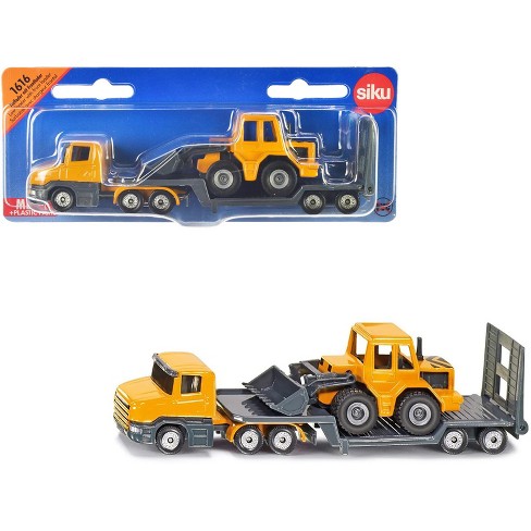 Truck With Low Loader Trailer And Front Loader Yellow Diecast Model By ...