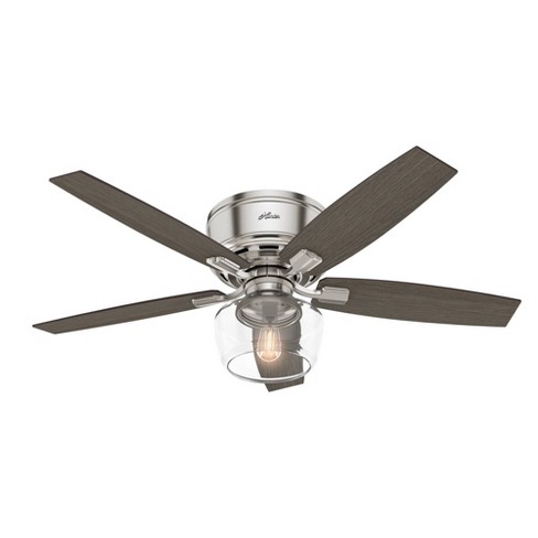 52 LED Bennett Low Profile Ceiling Fan with Remote Nickel Hunter WhisperWind ETL Listed