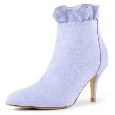 Allegra K Women's Pointed Toe Stiletto Heel Ruffle Ankle Boots : Target