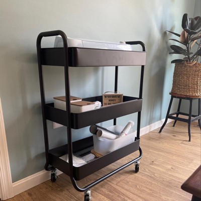 Wide Metal Utility Cart Black - Brightroom™ : Target