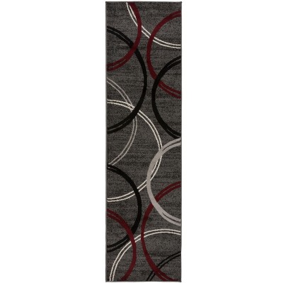 World Rug Gallery Contemporary Abstract Circles Design Red 2' X 7 ...