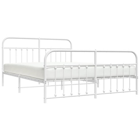 vidaXL Stylish Metal Double Bed Frame with Headboard Footboard and Built in Storage Space