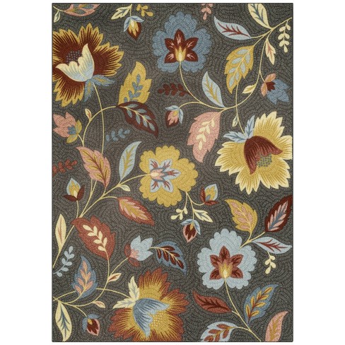 Maples 5'x7' Garden Floral Accent Rug Gray : Target