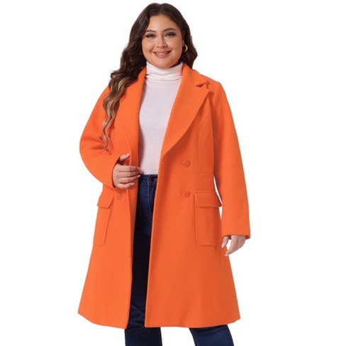 Agnes Orinda Women's Plus Size Winter Notched Lapel Double Breasted ...
