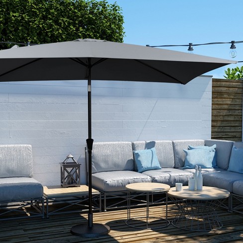 Hyleory Le 10' X 6' 5" Rectangular Market Umbrella/ Fabric Color: Gray ...