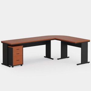 Tribesigns Corner Executive Desk With Mobile File Cabinet, Brown : Target