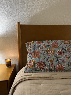 Standard Earthy Vines Quilt Sham Light Teal Blue/mustard Yellow/light ...