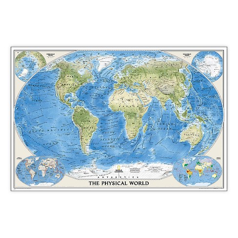 National Geographic World Physical Map, Laminated, 45.75" X 30.5" : Target
