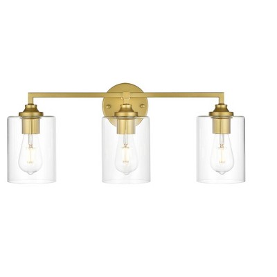 Elegant Lighting Mayson 3 Light Brass And Clear Bath Sconce : Target