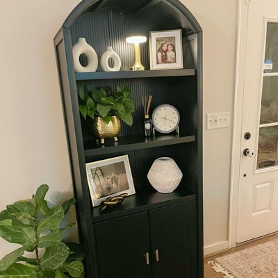 Grooved Wood Arch Bookcase Cabinet - Black - Hearth & Hand™ With ...