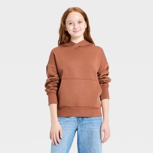 Girls' Hooded Pullover Sweatshirt - art class™ Brown XS : Target