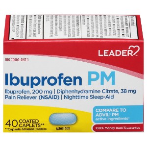 Leader Ibuprofen PM 200 mg Caplets for Nighttime Pain Relief and Sleep ...